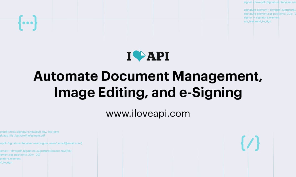 iLoveAPI PDF Rest API guide - Get started iLoveAPI PDF Rest API guide - Get started
